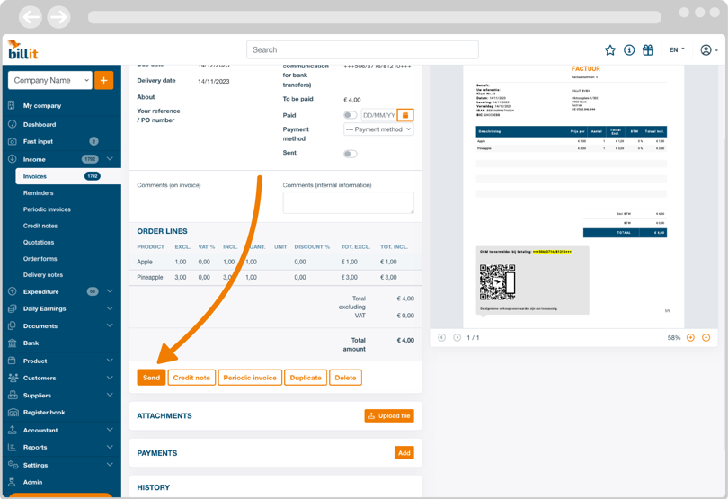 Manual: send an invoice via Peppol